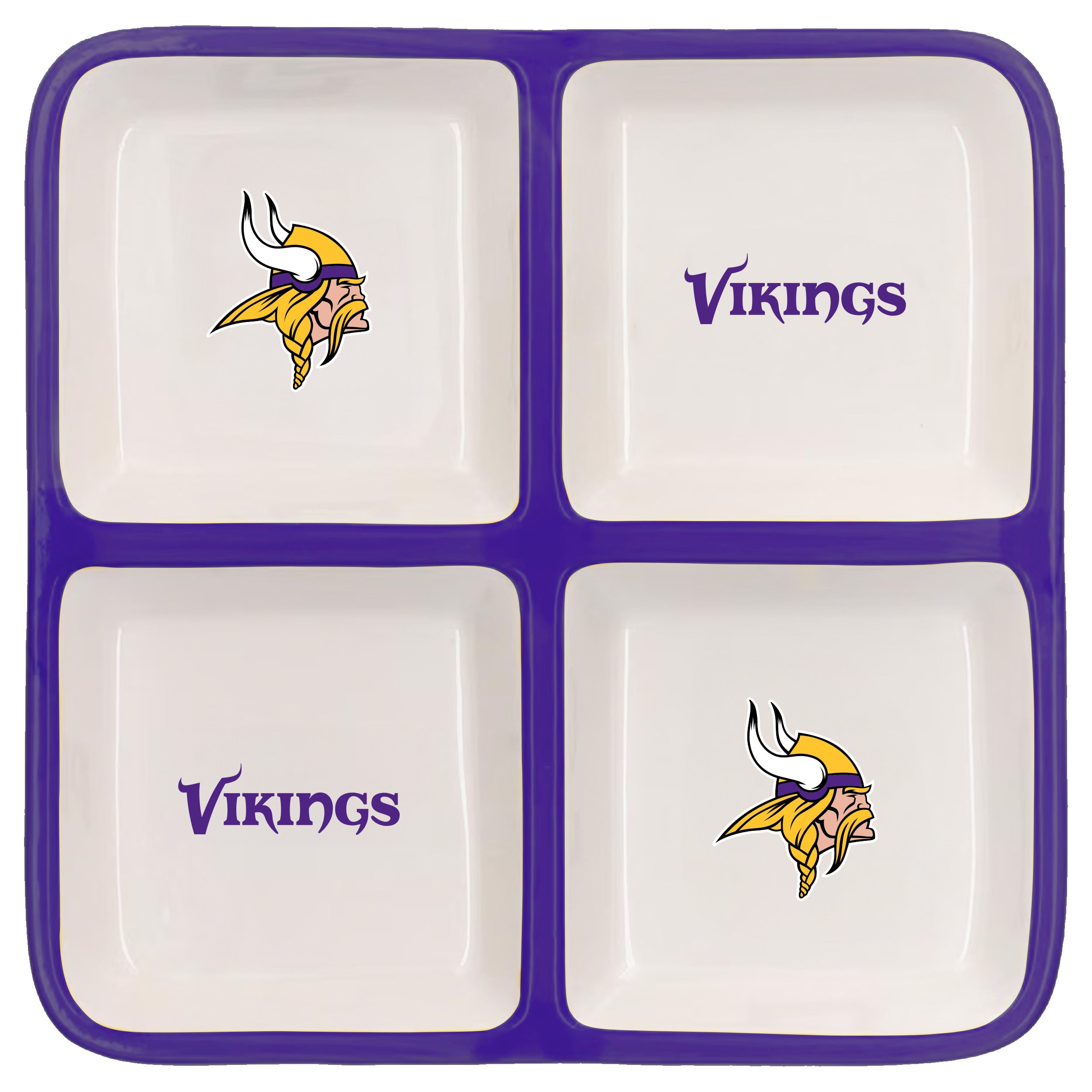 4 Section Square Tray | Minnesota Vikings at $35.99 only from The ...