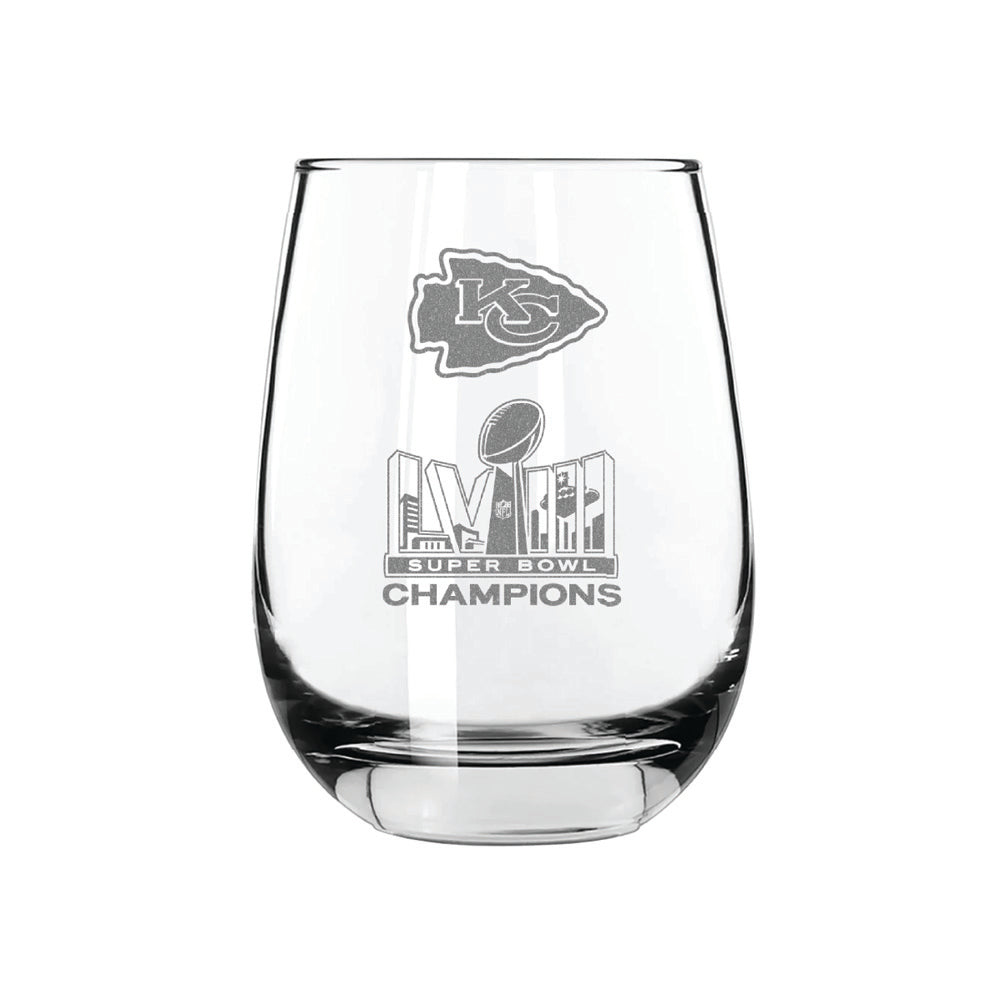 15oz Stemless Wine Glass | Kansas City Chiefs 2024 Champs at $11.00 ...