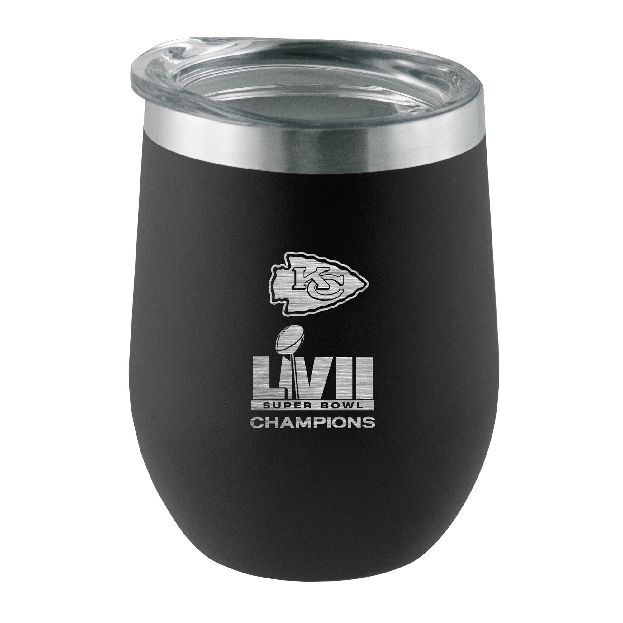 16oz Black Stainless Steel Etched Stemless | Superbowl Champions Kansas ...